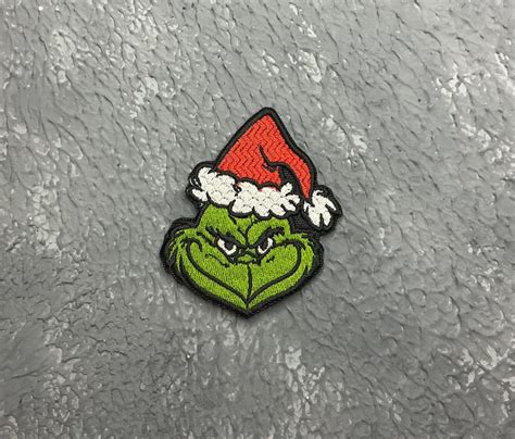 Embroidered Grinch Face Patch Christmas Iron On Applique Etsy