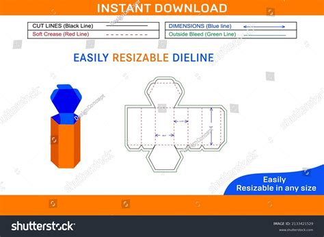 Hexagonal Packaging Box Dieline Template 3d Stock Vector Royalty Free 2133421529 Shutterstock
