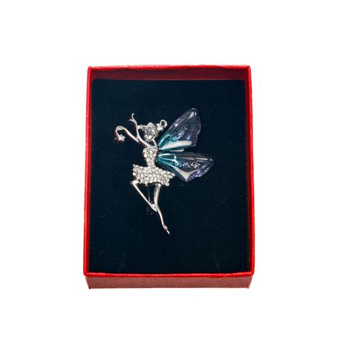 Brosa Eleganta Argintie Cu Zana Albastru