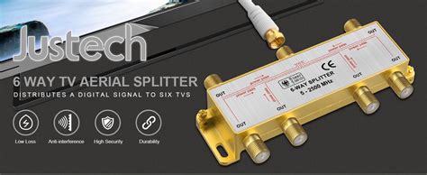 Justech 6 Way Coaxial Cable Splitter Tv Aerial Coax