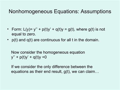 Differential Equations Lecture Non Homogeneous Linear Differential