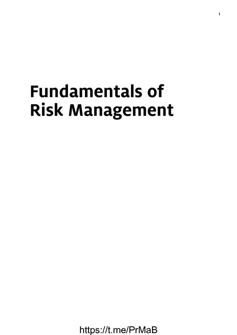 Solution Fundamentals Of Risk Management Understanding Evaluating And