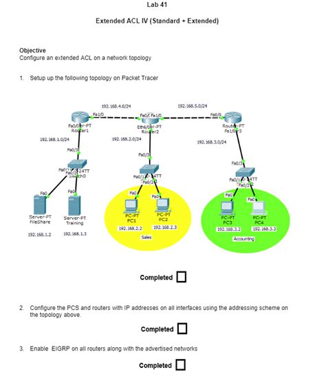Lab Extended ACL IV Standard Extended Chegg