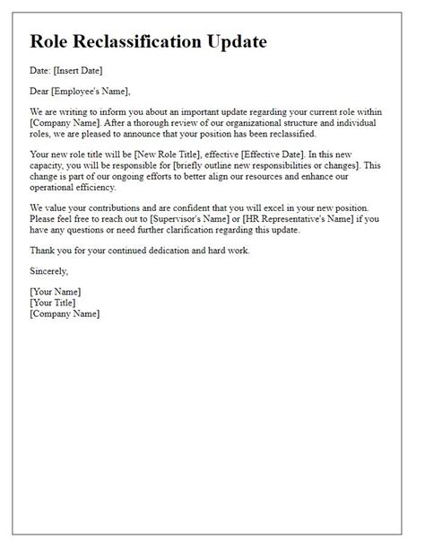 Letter Template For Position Reclassification Notification Free Samples In Pdf Letterin