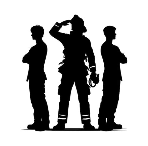 Vector Firefighters Pose Silhouette Vector Illustration Premium Ai Generated Vector