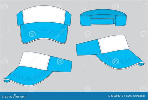 White Blue Sun Visor Cap Design On Gray Background Stock Vector