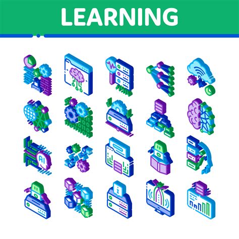 Machine Learning Ai Isometric Icons Set Vector 18034183 Vector Art At Vecteezy