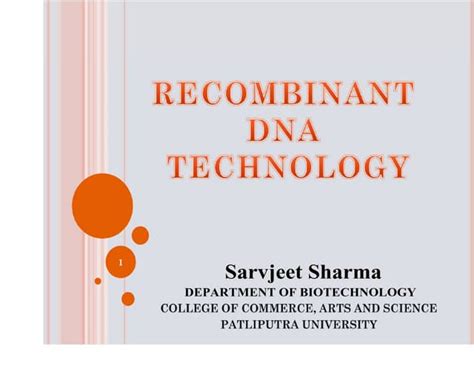 Recombinant Dna Technology Presentations Pptx