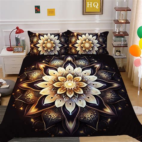 Yjhdm Bohemian Flower Bedding Set 3d Hd Printed Duvet Cover Pillow Case