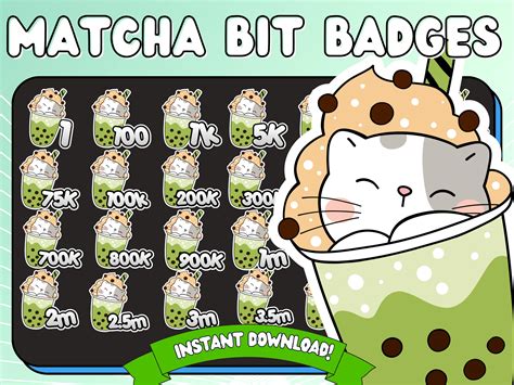 Green Tea Bit Badges Matcha Twitch Bits Badges Cute Matcha Bits