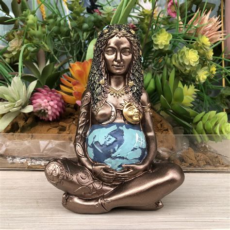 6 Blue Statue Of Goddess Gaia Sculptureresin Decorationsmother Earth