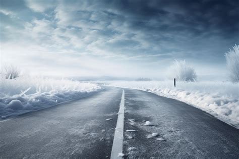 Carretera Helada Aislada Sobre Fondo Blanco Ai Generativa Foto Premium