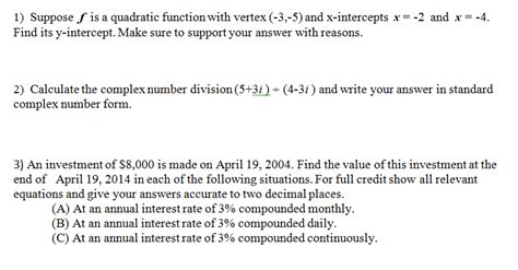Solved Suppose F Is A Quadratic Function With Vertex Chegg