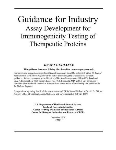 Guidance For Industry Assay Development