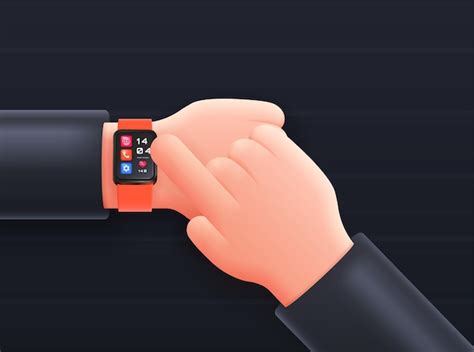 Premium Vector D Hands With Watch Concept Businessman Look At Smartwatches At Arm Modern