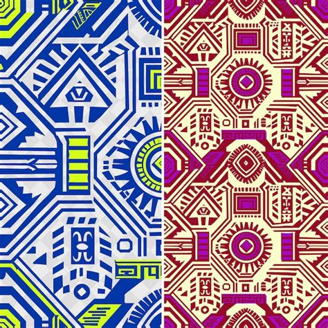 Premium Psd Mayan Glyph Patterns With Angular Lines And Surrounded By He Creative Abstract