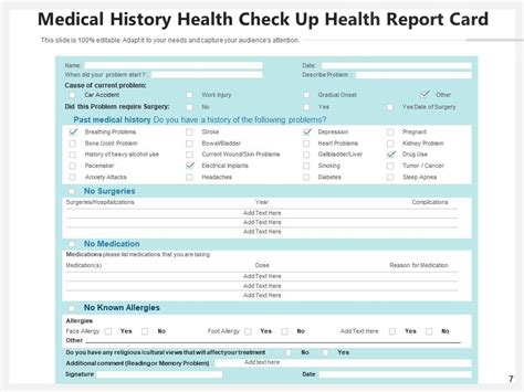 Health Report Card Examination Assessment Treatment Diagnosis