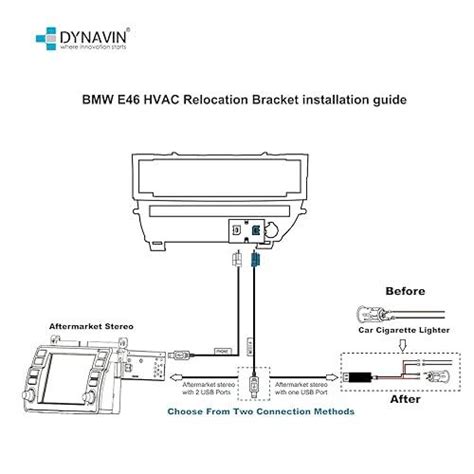 Dynavin E46 Double Din Stereo Dash Kit Hvac Relocation Bracket Single Row Style For Bmw 1998