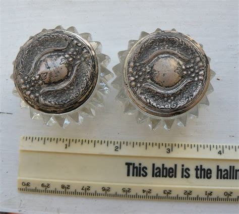 Tiny Glass Jars For Powder Sterling Lids Antiques Board