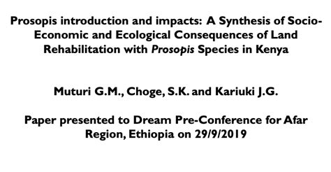 Prosopis Introduction And Impacts A Synthesis Of Socioeconomic And