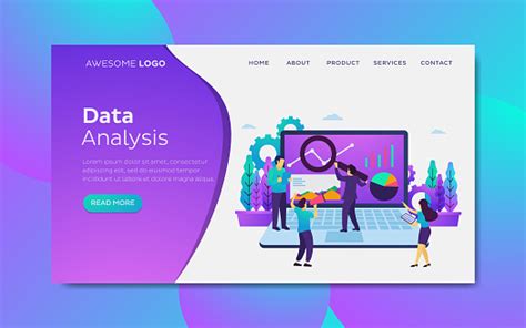 Data Analysis Modern Flat Design Concept Landing Page Template Stock