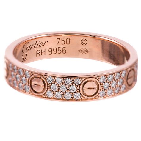 Cartier Rose Gold Pave Diamond Love Ring At 1stdibs Cartier Ring Rose