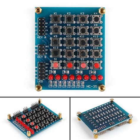 5set 8led Push Button Matrix Keypad 16 Key Switch Keyboard For Arduino
