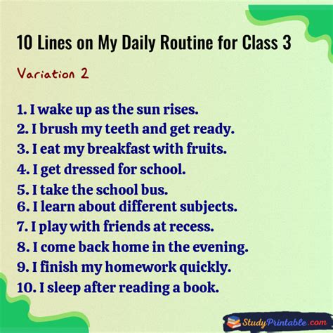 10 Lines On My Daily Routine Engaging Insights Studyprintable
