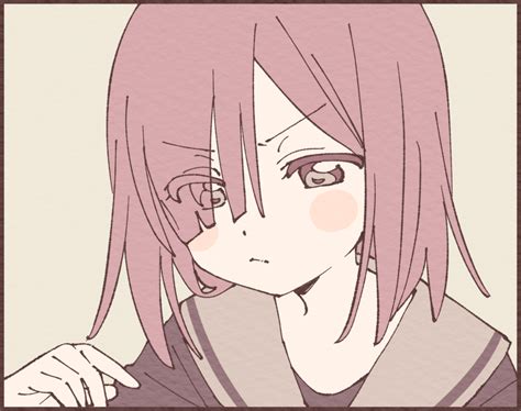 Safebooru 1girl Black Border Blush Stickers Border Brown Sailor