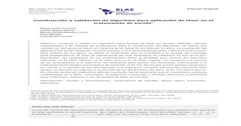 Construcción Y Validación De Algoritmo Para Aplicación De