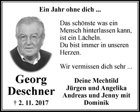 Traueranzeigen Von Georg Deschner Trauer In Nrw De