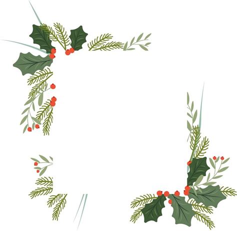Premium Vector Rectangle Christmas Frame Wreath