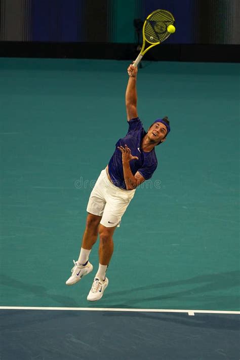 Professional Tennis Player Miomir Kecmanovic Of Serbia In Action During His Men`s Quarter Final