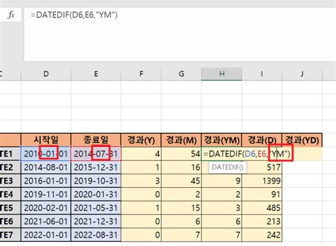 엑셀 날짜 계산 Datedif로 년 월 일 날짜 계산하기 네이버 블로그
