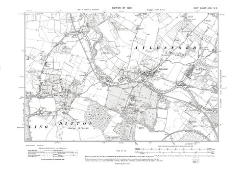 Aylesford Ditton New Hythe Old Map Kent 1909 31sw Old Map Downloads