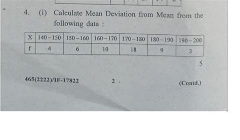 4 I Calculate Mean Deviation From Mean From The Following Data Begi