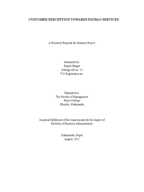 Summer Project Proposal Pdf Sampling Statistics Methodology