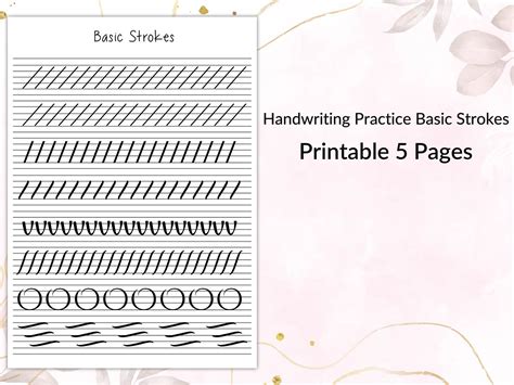 Basic Strokes Handwriting Practice Sheet Printable Handwriting Worksheets Hand Lettering