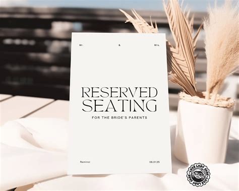 Ws8 Modern Wedding Reserved Seating Sign Template Minimalist Wedding