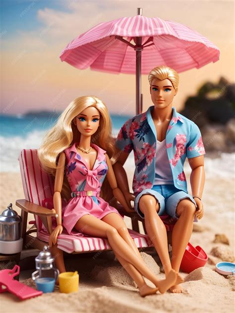 Premium Ai Image Barbie And Ken In The Beach And Enjoys Summar Vacation