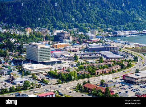 Aerial View Of The Downtown Juneau The State Capital Of Alaska Usa