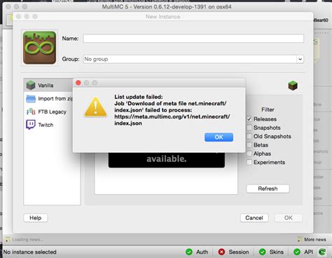 Failed To Create An Instance Failed To Fetch Version List File · Issue 3224 · Multimclauncher
