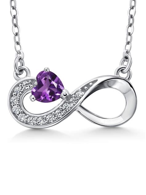 Gem Stone King 925 Sterling Silver Purple Amethyst Infinity Pendant