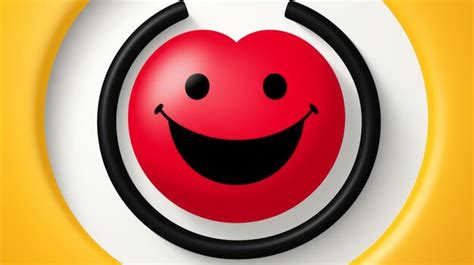 Una Cara Sonriente Con Un Corazón Rojo En Medio De Un Círculo Amarillo Foto Premium