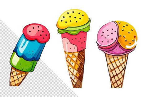 흰색 바탕에 아이스크림 콘 프리미엄 벡터