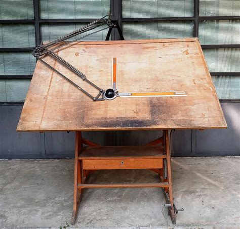 Wood And Metal Drafting Machine By P Resta 1940s Intondo