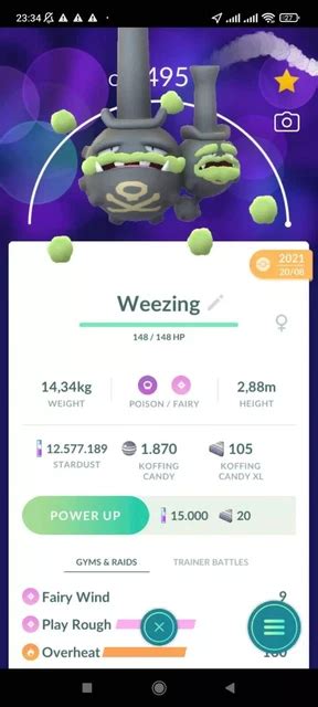 PokÉmon Go Weezing Galarian 3moveset Cp Under 2500 Pvp Ultra League T