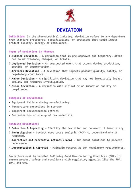 Deviation Notes Pharma Devils