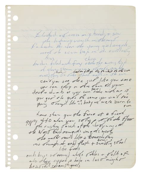 Bruce Springsteen A Working Manuscript For Born To Run Rock