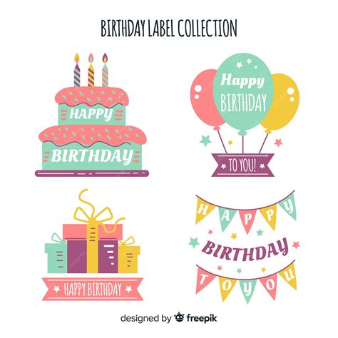 Set De Etiquetas De Cumpleaños Vector Gratis